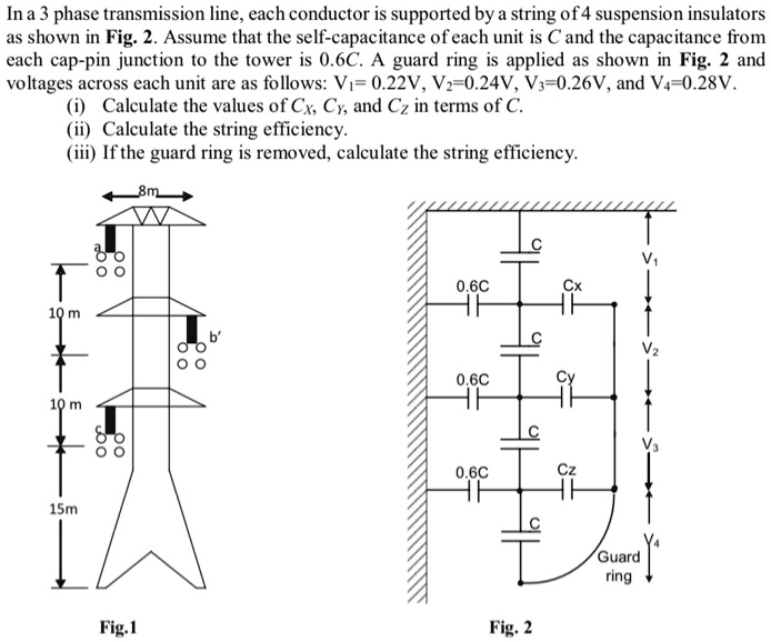 SOLVED: In a 3 phase transmission line,each conductor is supported by a string of 4 suspension ...