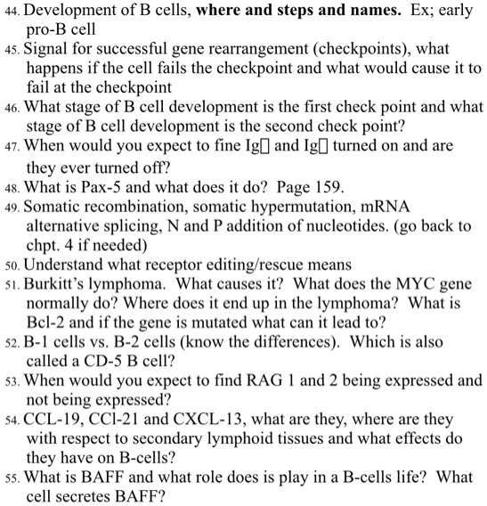development of b cells where and steps and names ex early pro b cell signal for successful gene ...
