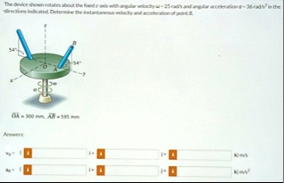 the device shown rotates about the fixed z axis with angular velocity ...