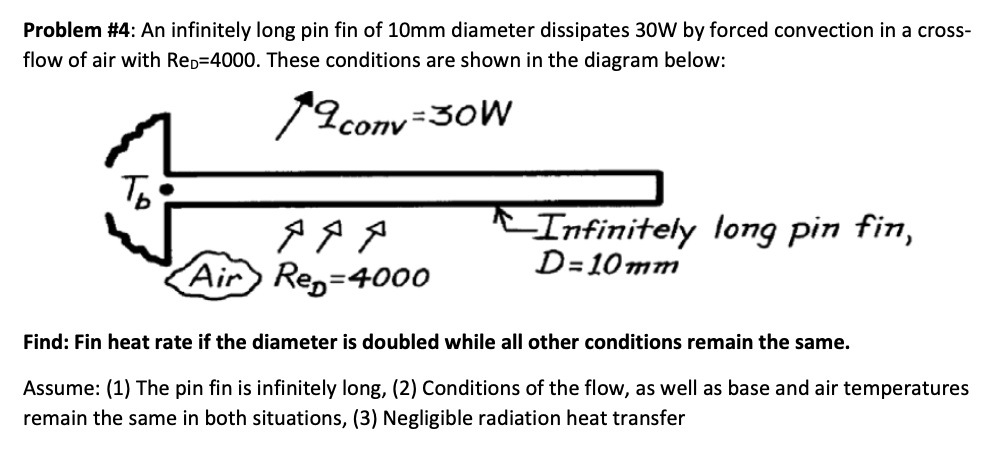 SOLVED: Problem #4: An infinitely long pin fin of 10 mm diameter ...