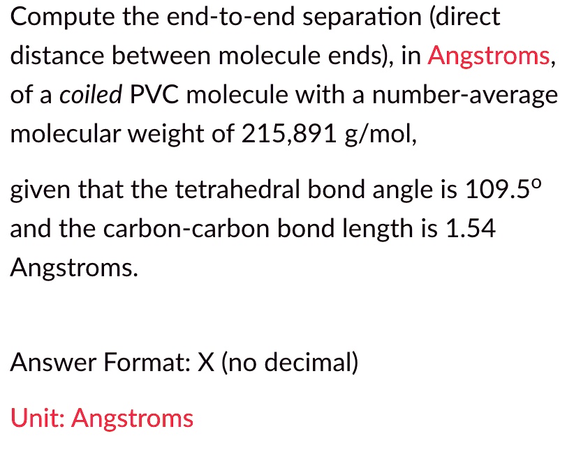 compute the end to end separation direct distance between molecule ends ...