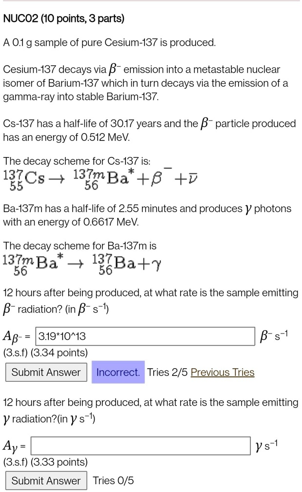 Cs 137 Decay Chart