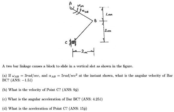 SOLVED: A two-bar linkage causes a block to slide in a vertical slot as ...