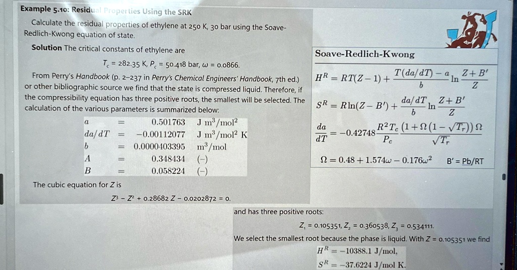 example 510 residual properties using the srk calculate the residual properties of ethylene at ...