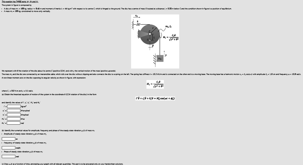 SOLVED: The system in the figure is composed of a disc of mass m1 = 103 ...