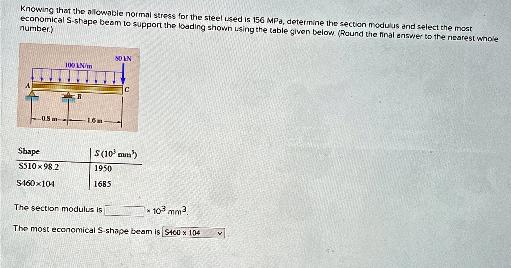 knowing that the allowable normal stress for the steel used is 156 mpa ...