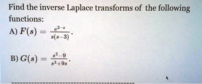 SOLVED:Find the inverse Laplace transforms of the following functions ...