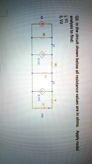 Q3. In the circuit shown below all resistance values are in ohms. Apply nodal analysis to find ...