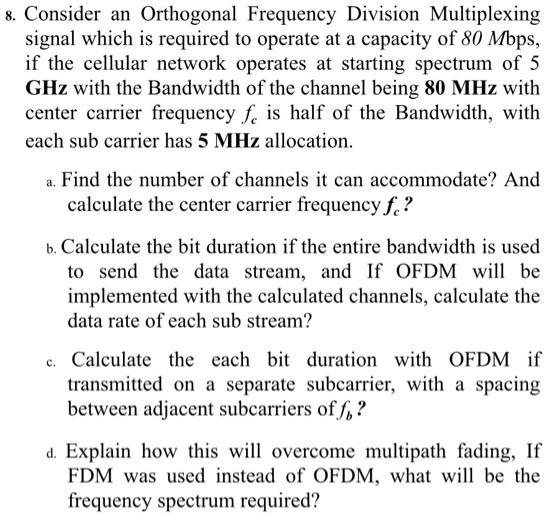 consider an orthogonal frequency division multiplexing signal which is required to operate at a ...