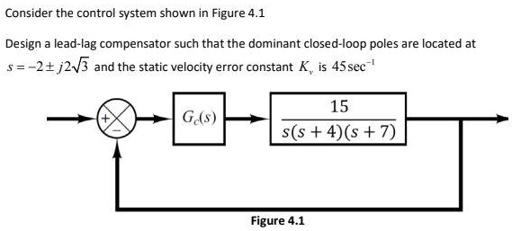 SOLVED: Consider the control system shown in Figure 4.1. Design a lead-lag compensator such that ...