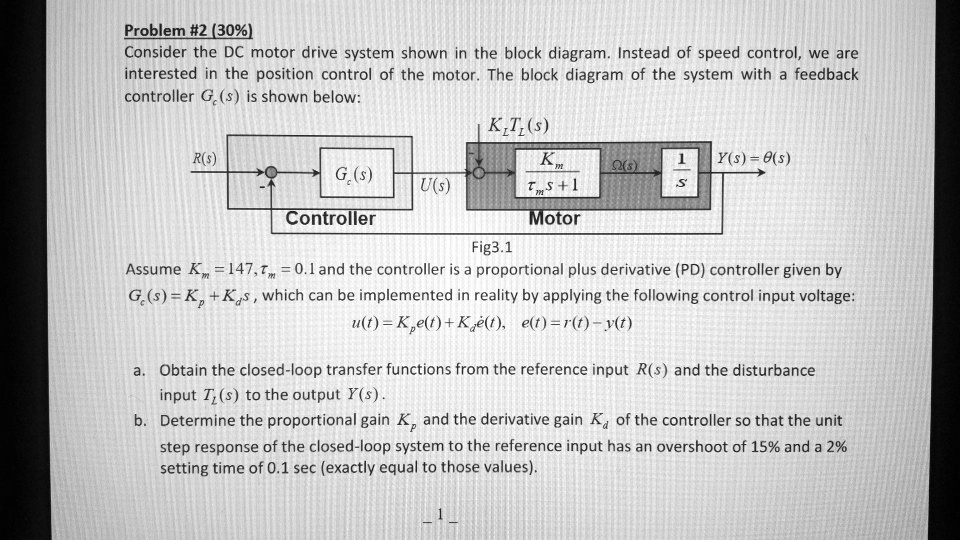 SOLVED: Problem #2 (30%): Consider the DC motor drive system shown in ...