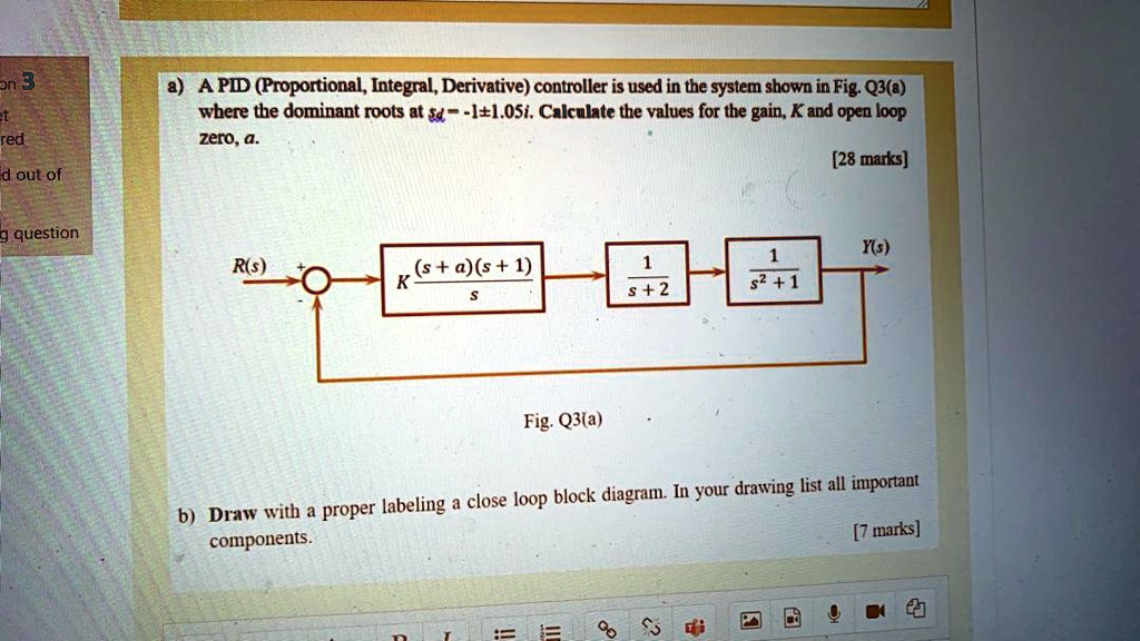 SOLVED: A PID (Proportional, Integral, Derivative) controller is used in the system shown in Fig ...