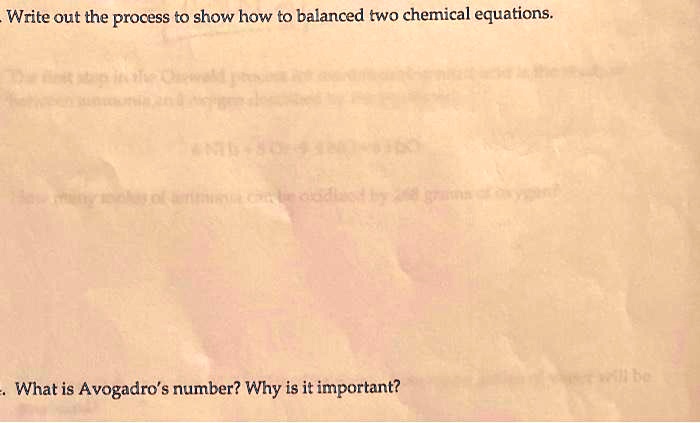 SOLVED: Write out the process to show how to balanced two chemical ...