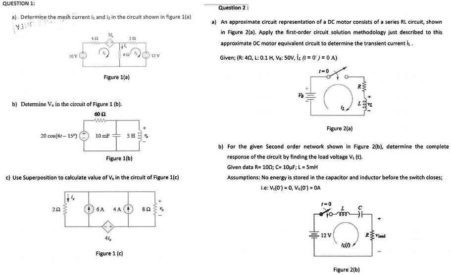 SOLVED: Question 1: a. Determine the mesh current i and i in the circuit shown in Figure 1(a ...