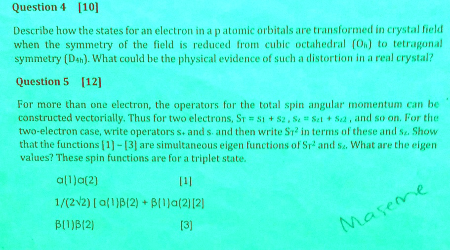 SOLVED: Question 4 [10] Describe how the states for an electron in p ...