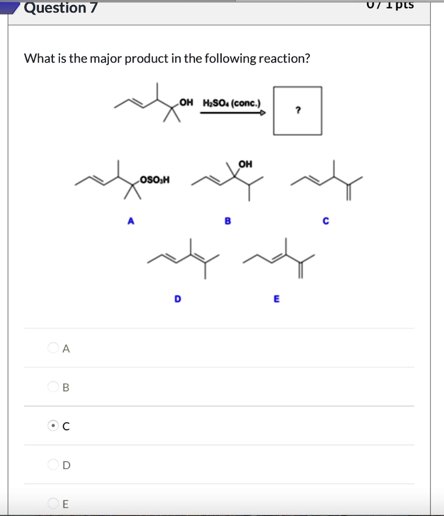 What is the major product in the following reaction? OH + H2SO4 (conc) OH OSO3H OAc