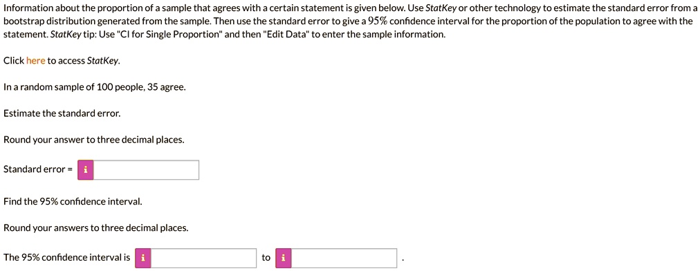information about the proportion of sampe that agrees with certain statement is given below use ...