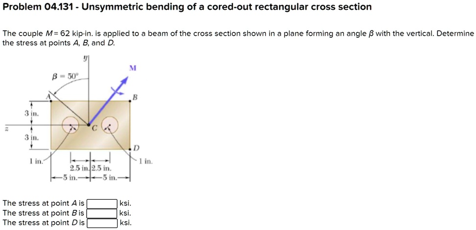 Problem 04.131 - Unsymmetric bending of a cored-out rectangular cross ...