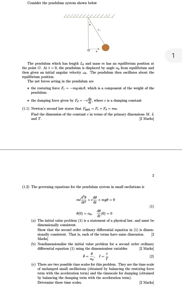 consider the pendulum system shown below the pendulum which has length ...