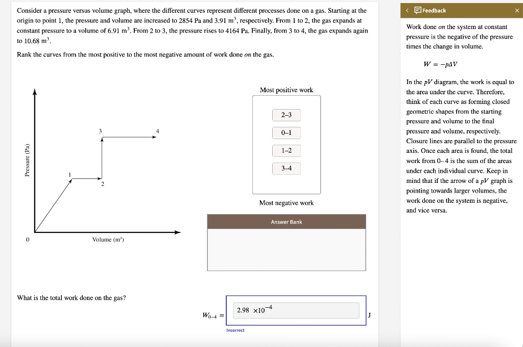 SOLVED: Consider a pressure versus volume graph, where the different ...