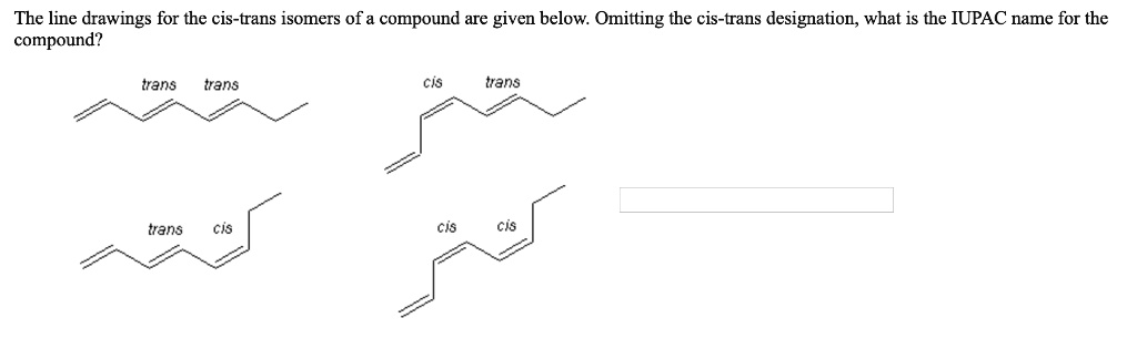 SOLVED: The line drawings for the cis-trans isomers of = compound are given below: Omitting the ...