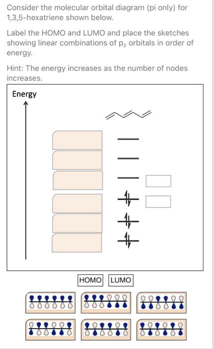 consider the molecular orbital diagram pi only for 135 hexatriene shown ...