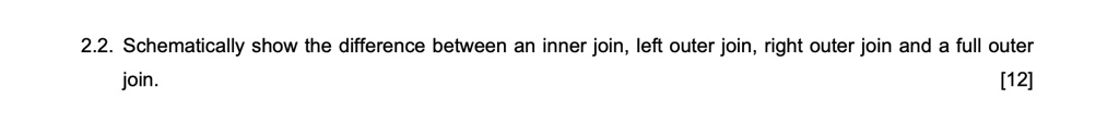 SOLVED: 2.2 Schematically show the difference between an inner join ...