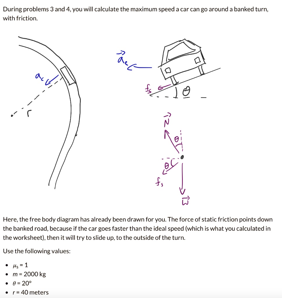 during problems 3 and 4you will calculate the maximum speed a car can ...