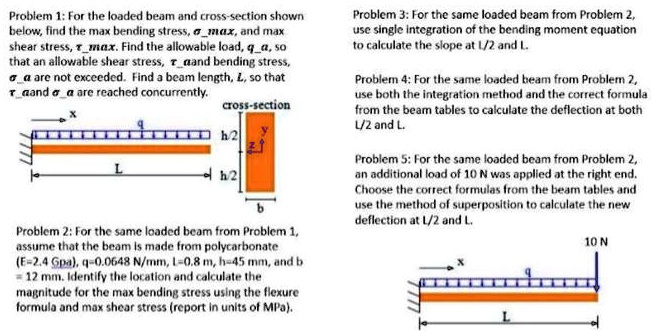 SOLVED: Please answer problem 5 only Problem For the loaded beam and ...
