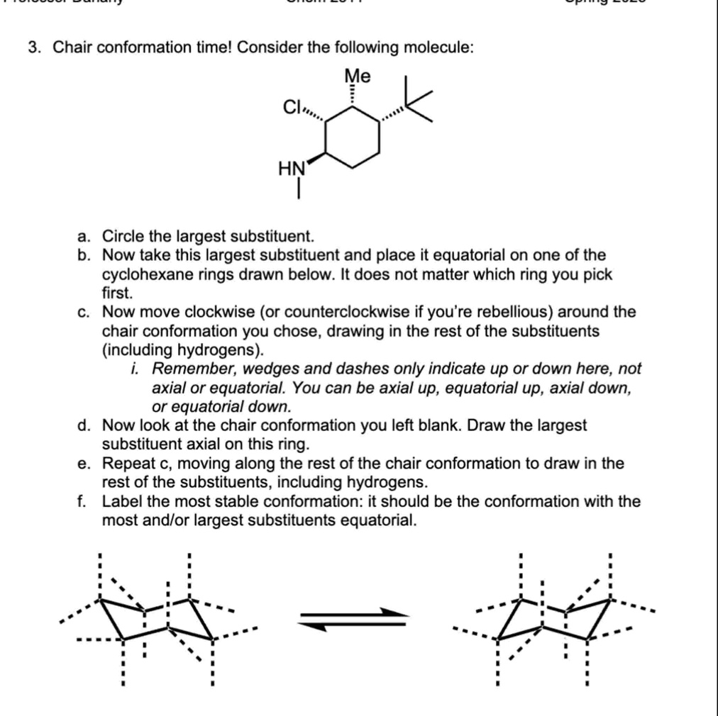 3 chair conformation time consider the following molecule me cl hn a ...