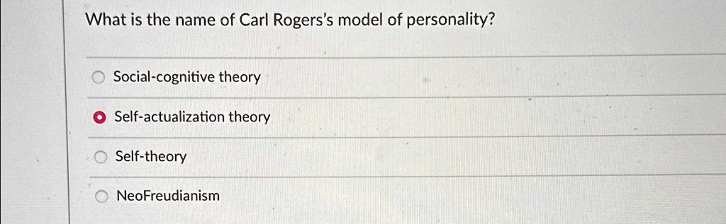 What is the name of Carl Rogers's model of personality? Social ...