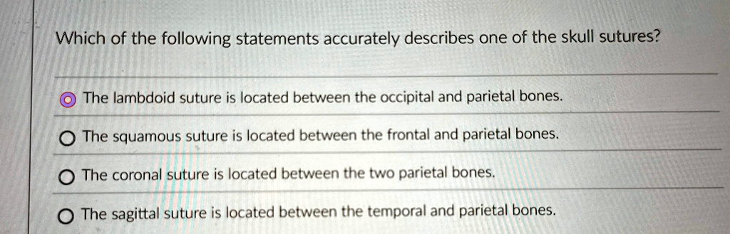 Which of the following statements accurately describes one of the skull ...