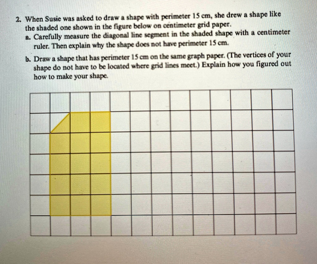when susie was asked to draw a shape with perimeter 15cm she drew a ...
