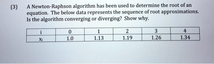 SOLVED: (3) Newton-Raphson algorithm has been used to determine the root ofan equation. The ...