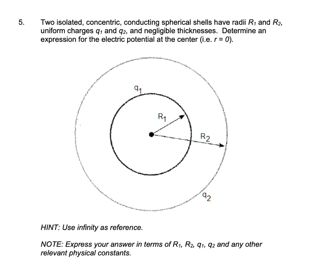 SOLVED: Two isolated, concentric, conducting spherical shells have radii Rz and Rz, uniform ...
