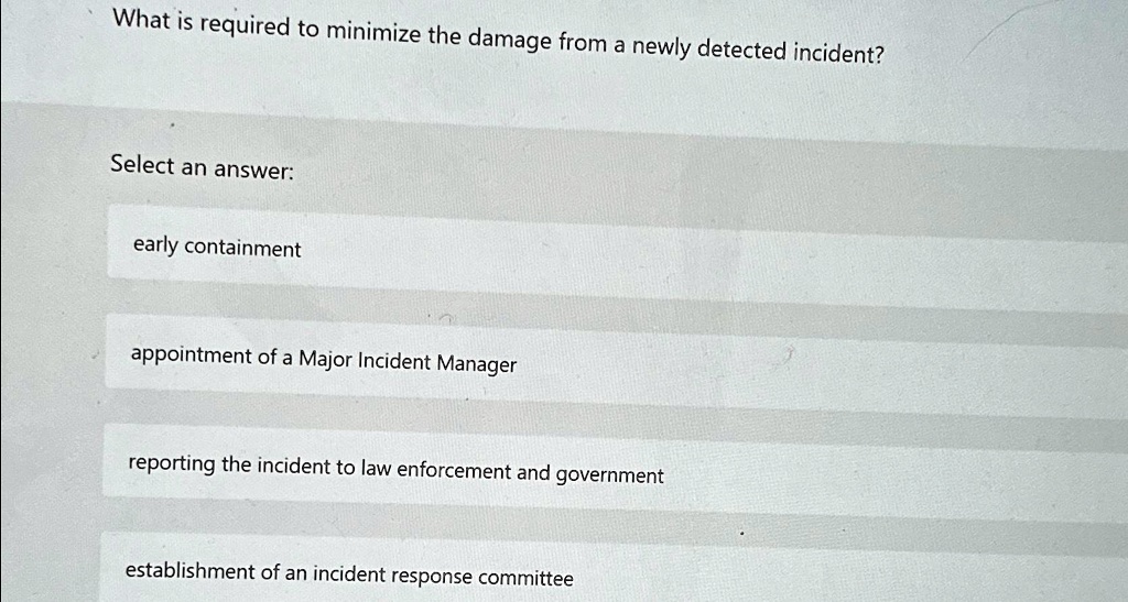 What is required to minimize the damage from a newly detected incident ...