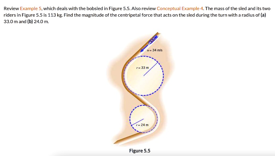 SOLVED:Review Example 5, which deals with the bobsled in Figure 5.5 ...