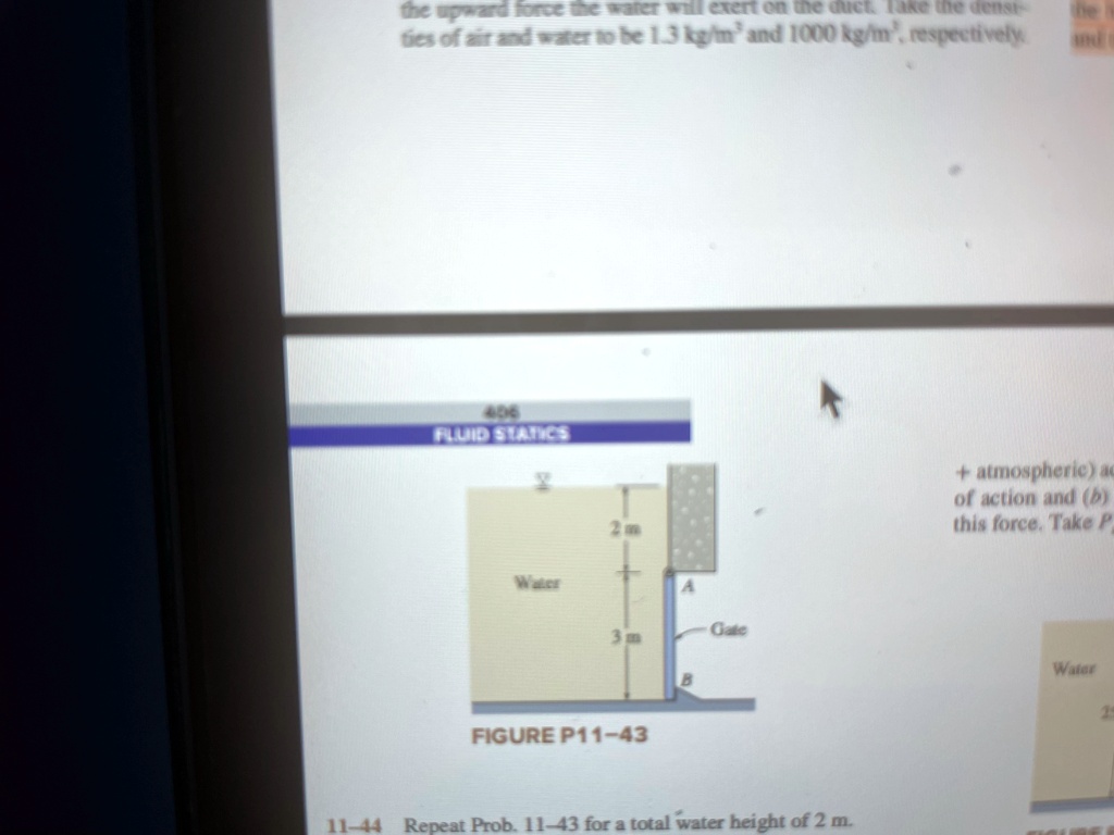 a 3 m high 5 m wide rectangular gate is hinged at the top edge at a and ...