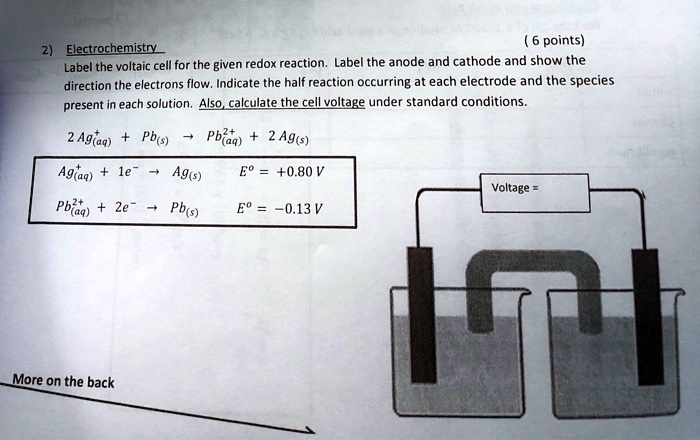 SOLVED: points) Electrochemistry Label the voltaic cell for the given ...