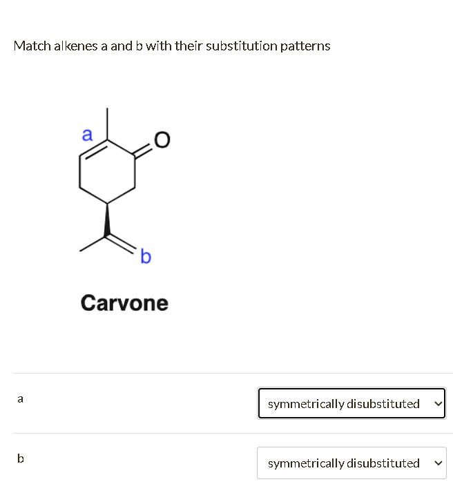 SOLVED: Match alkenes a and bwith their substitution patterns Carvone ...