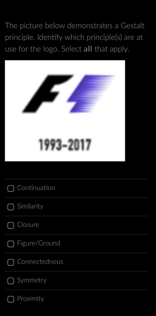 SOLVED: The picture below demonstrates a Gestalt principle. Identify ...