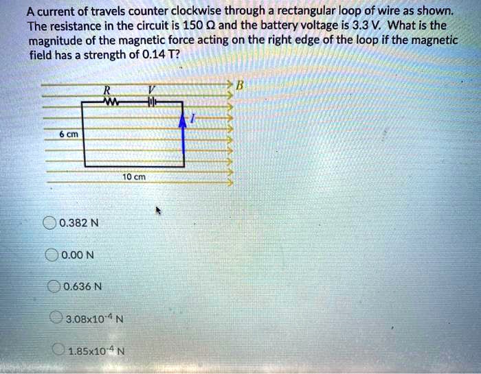 a current of travels counter clockwise through a rectangular loop of wire as shown the ...