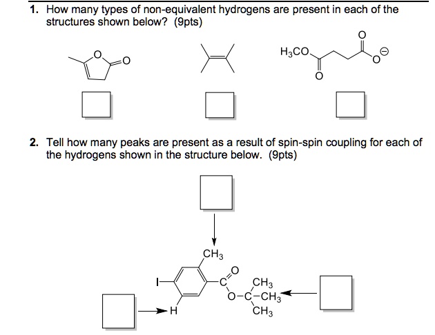 SOLVED:How many types of non-equivalent hydrogens are present in each ... SOLVED:How many types of non-equivalent hydrogens are present in each ...