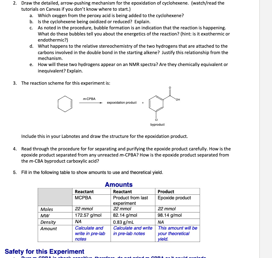 draw the detailed arrow pushing mechanism for the epoxidation of ...