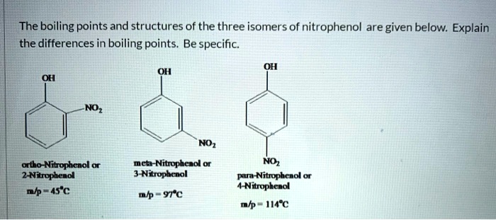 SOLVED: The boiling points and structures of the three isomers of nitrophenol are given below ...