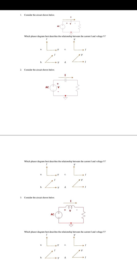SOLVED: Consider the circuit shown below. Which phasor diagram best describes the relationship ...