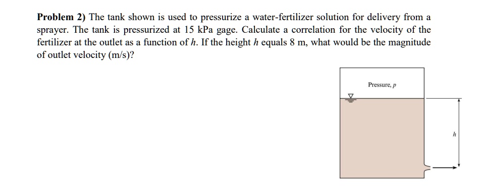 [GET ANSWER] Problem 2) The tank shown is used to pressurize a water ...
