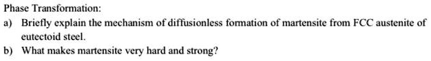 SOLVED: Phase Transformation: a Briefly explain the mechanism of ...