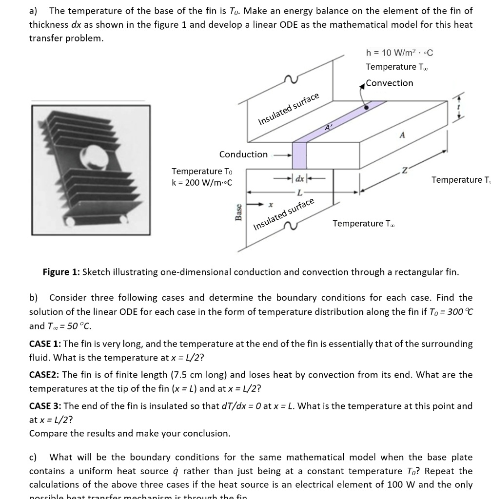 SOLVED:a) The temperature of the base of the fin is To: Make an energy ...