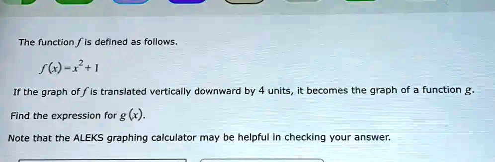 SOLVED: The function f is defined as follows: f(x) = x + âˆš6 If the graph of f is translated ...